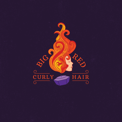 Wild Colorful Red Curly Hair Logo | Logo design contest