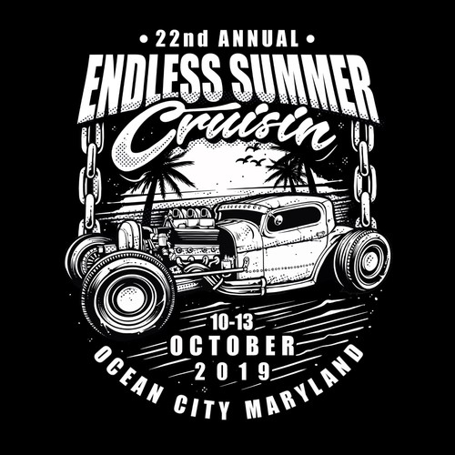 Designs | Endless Summer 2019 classic car show 1 color t-shirt | T ...