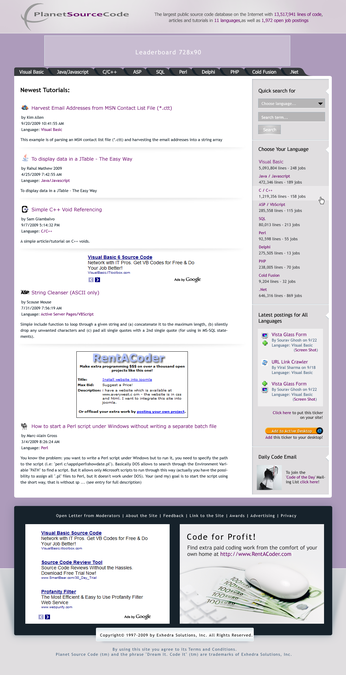 Redesign Planet Source Code | Web page design contest
