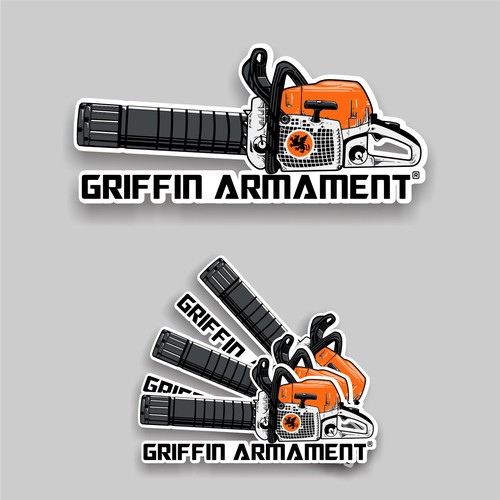Designs | Chainsaw and Firearm Suppressor Sticker Design | Sticker contest