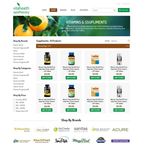 Shopify Theme Design Contest for Supplementals and Vitamins Company ...