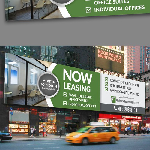 Create sleek leasing sign for modern office building. | Signage contest