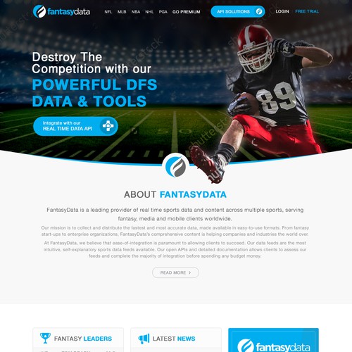 Design Cutting Edge Fantasy Sports Website for FantasyData.com | Web ...