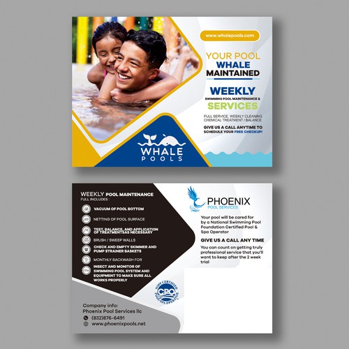Designs | Creatively simple postcard design for pool cleaning company ...