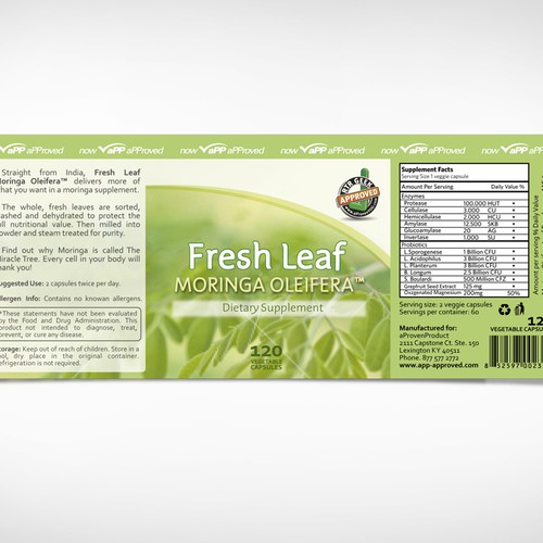 Create the next product label for Fresh Leaf Moringa Oleifera | Product ...