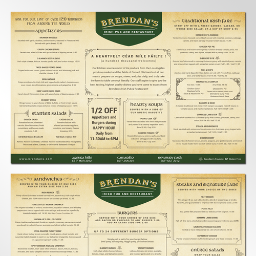 Redesign of an Irish Pub Menu . | Menu contest