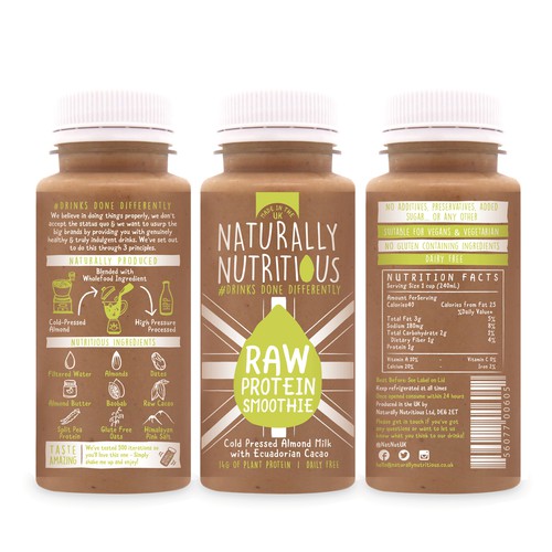 Raw Protein Smoothie label for brand looking to create change & disrupt ...