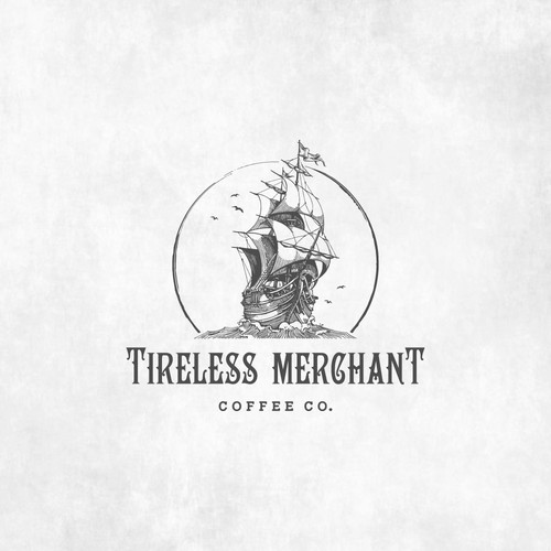 Design a rustic logo for Tireless Merchant Coffee Co. (they work just ...