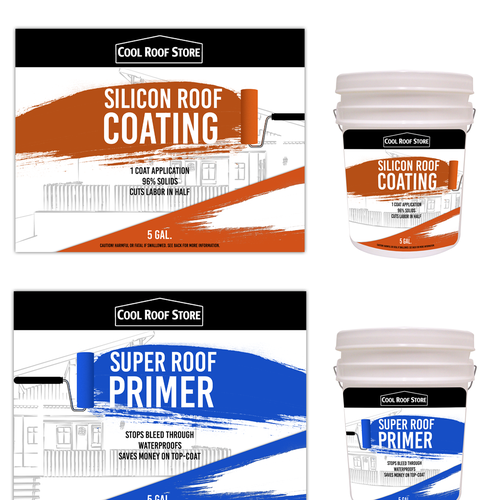 Create a pair of labels for a superior roof coating system. | Product ...