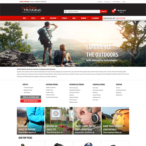 Outdoor Category Landing Page for eCommerce Retailer | Web page design ...