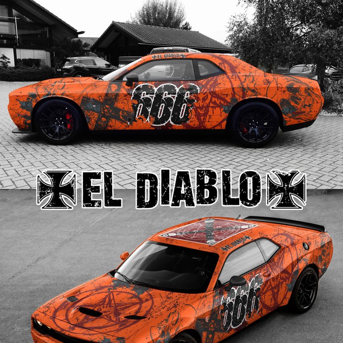 Evil Hellcat Challenger Vehicle Wrap | Car, truck or van wrap contest