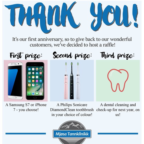 One year anniversary raffle draw advert | Social media page contest