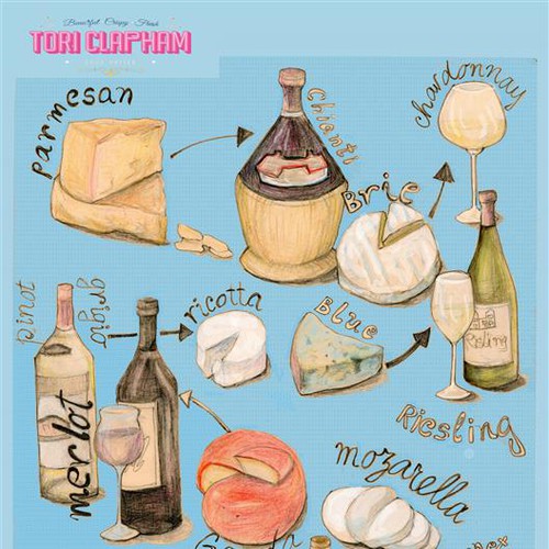 Designs | Vintage cheese and wine pairing poster! | Postcard, flyer or ...