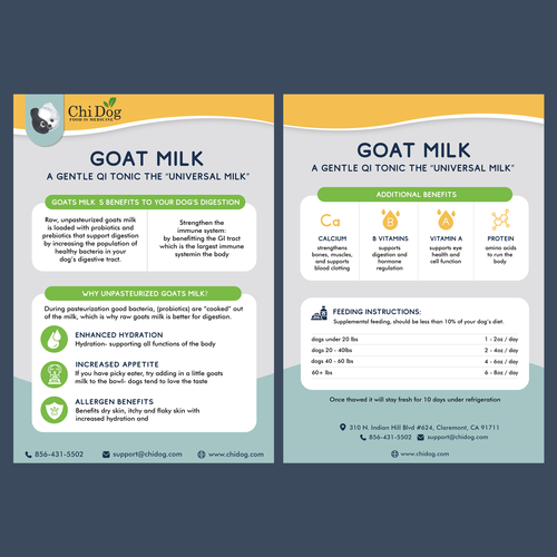 Designs | Goat Milk add on product flyer to add to order od fresh dog ...