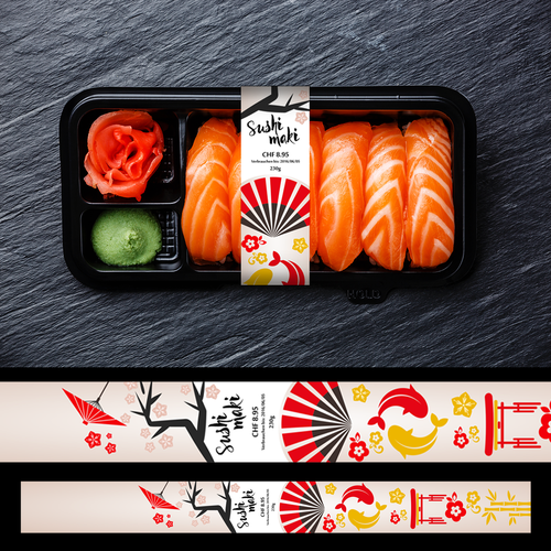 Create a packaging sleeve for sushi, sold to large retailers | Product ...