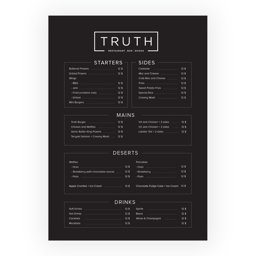 New soul food restaurant and bar menu | Menu contest