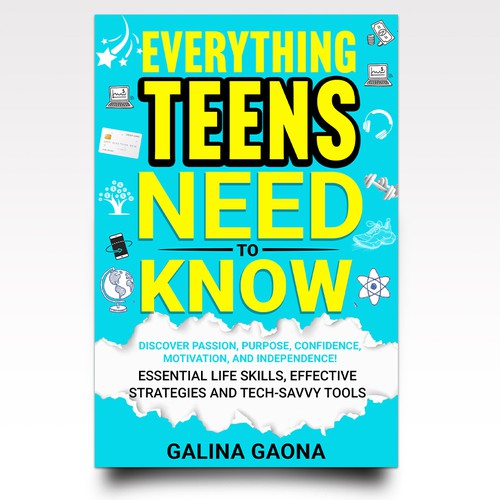 Designs | Modern Bold Tech-Savvy Stand Out Teen Skills | Book cover contest
