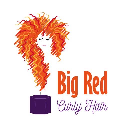 Wild Colorful Red Curly Hair Logo | Logo design contest