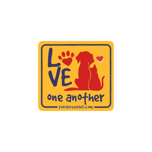 Designs | LOVE ONE ANOTHER sticker - dog and cat | Illustration or ...