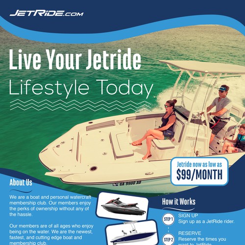 Create a postcard/flyer with an amazing look for a boat and jet ski ...