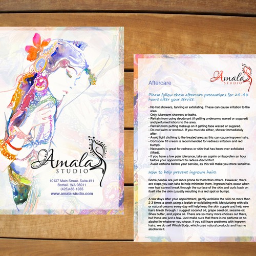 Designs | Create an aftercare card for Amala Studio | Postcard, flyer ...
