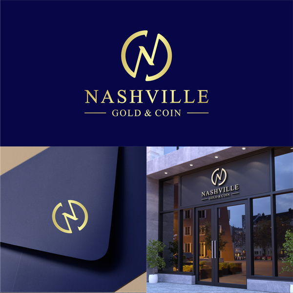 Vintage/stamped logo nashville gold & coin logo design | Logo design ...