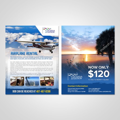 Design an Airplane Rental Flyer | Postcard, flyer or print contest