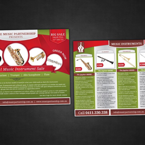 Flyer for musical instrument sale for school students | Postcard, flyer ...