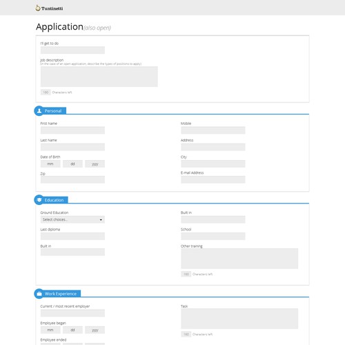 Simple job application form | Social media page contest