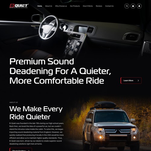Designs | B-Quiet.com - Shopify Ecomm Store | Web page design contest