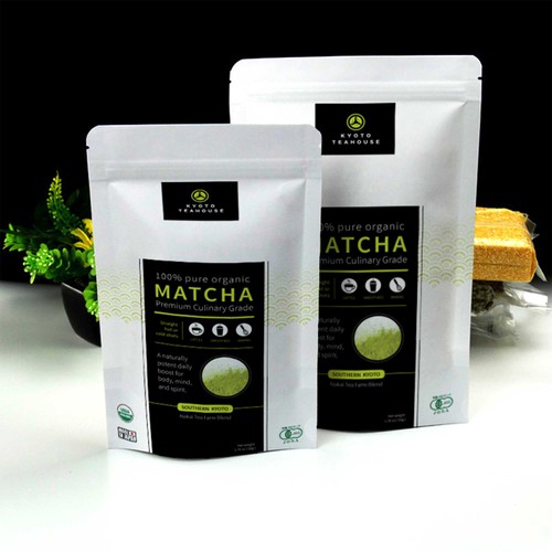 Create an iconic, modern package design for matcha green tea powder ...