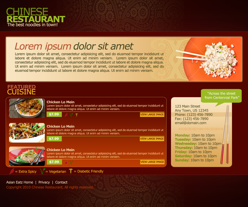 Chinese Restaurant Website Template | Web page design contest