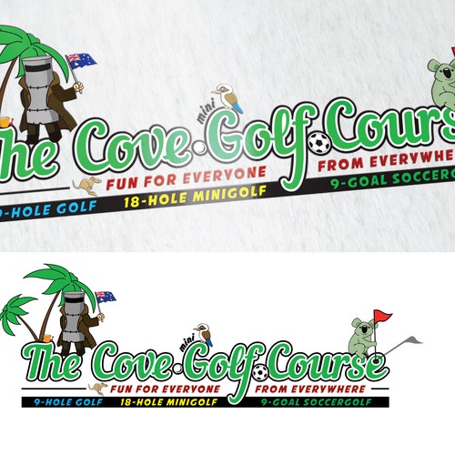Australian Animal Cartoons playing golf and Ned Kelly Mascot holding ...
