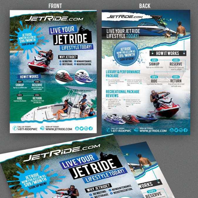 Create a postcard/flyer with an amazing look for a boat and jet ski ...