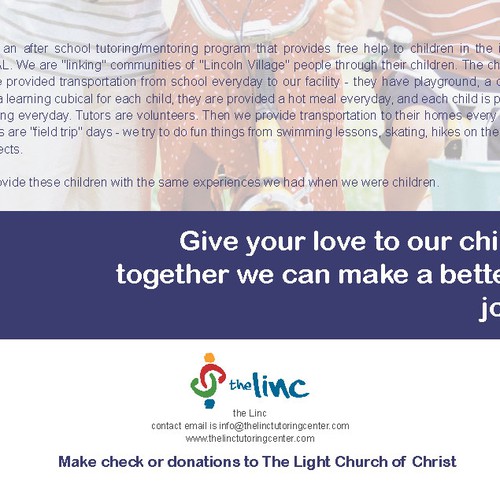 Single Fold Brochure for The Linc Tutoring/Mentoring Program | Print or ...