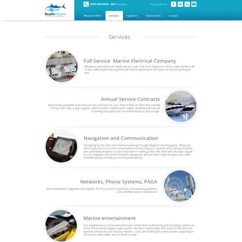 Designs | landing page for Bluefin Marine Electrical Services | Landing ...