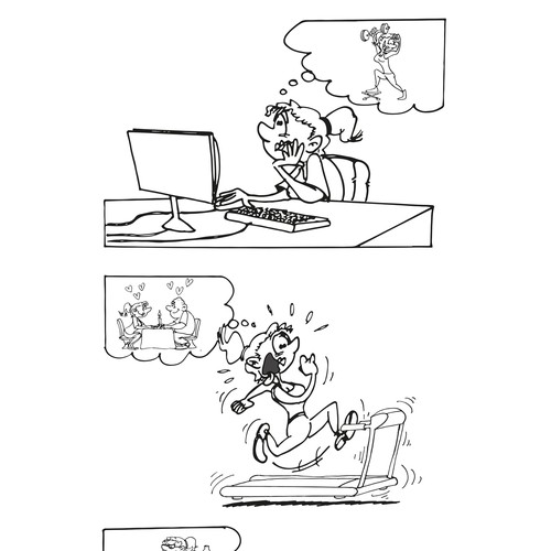 Redesign a cartoon illustrating the perils of the wandering mind ...