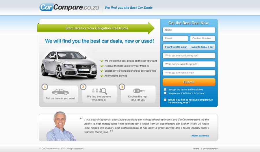 Design our CAR SALES landing page | Web page design contest