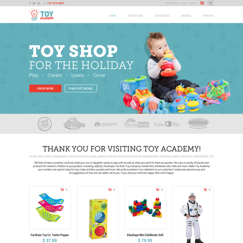Create a home page for an online retailer of toys Web page design contest 99designs