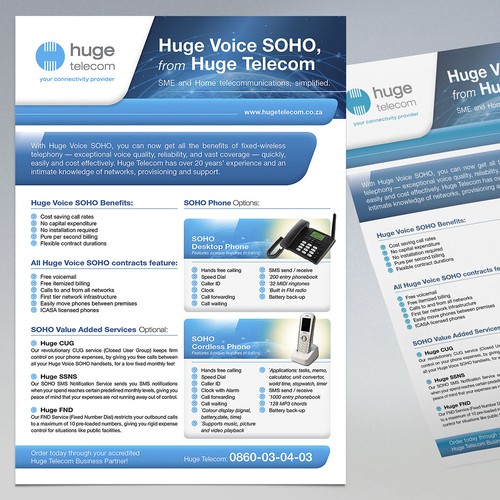 Single page A4 brochure for telecom company | Brochure contest