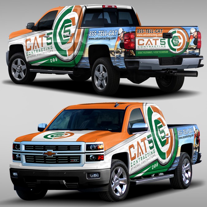 CAT 5 vehicle wrap Construction Company | Car, truck or van wrap contest