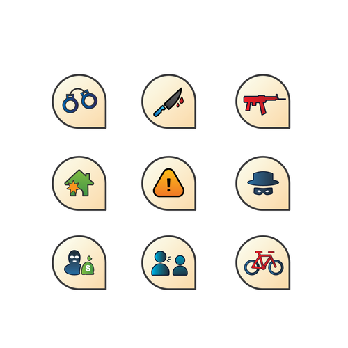 Icons for crime map. | Icon or button contest