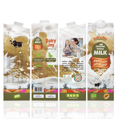 Creative Organic Milk Package with English & Arabic | Product packaging ...