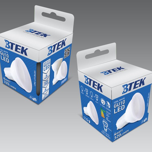 Create a brand led lighting retail packing box with recycled paper ...