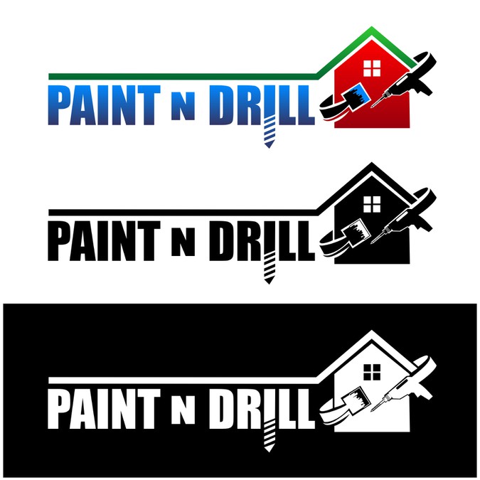 Create a Painting & Carpentry building company logo for 'Paint N Drill ...