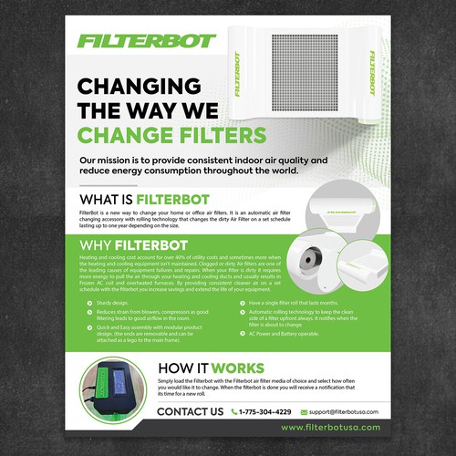 Designs | Filterbot. Create a one to two page product sheet | Other ...