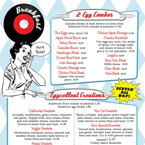 Designs | Create a 50's themed restaurant menu with cover. | Menu contest