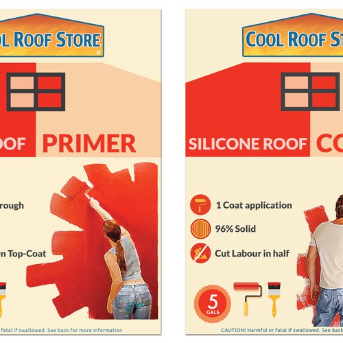 Create a pair of labels for a superior roof coating system. | Product ...