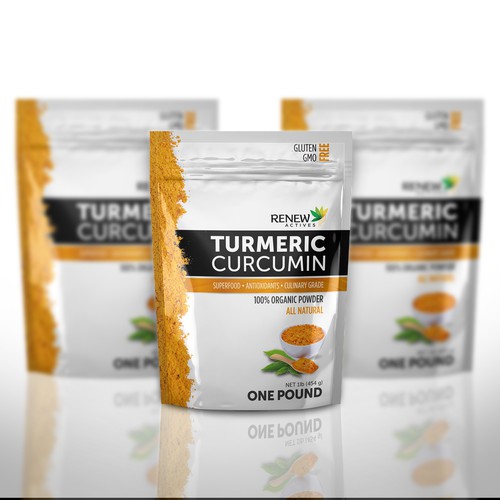 Seeking a Modern & Clean Turmeric Stand-up Pouch Design | Product ...