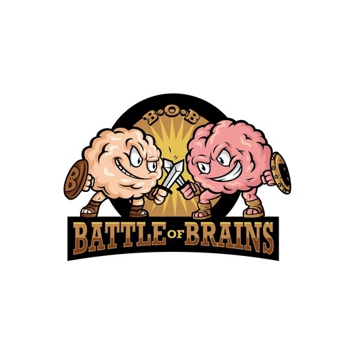 Create two humanized brains fighting against each other for the quiz ...